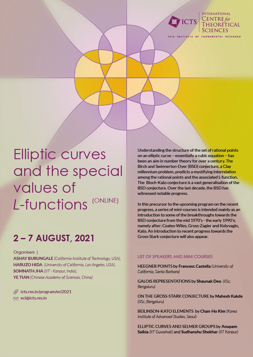 Elliptic curves and the special values of L-functions (ONLINE) | ICTS
